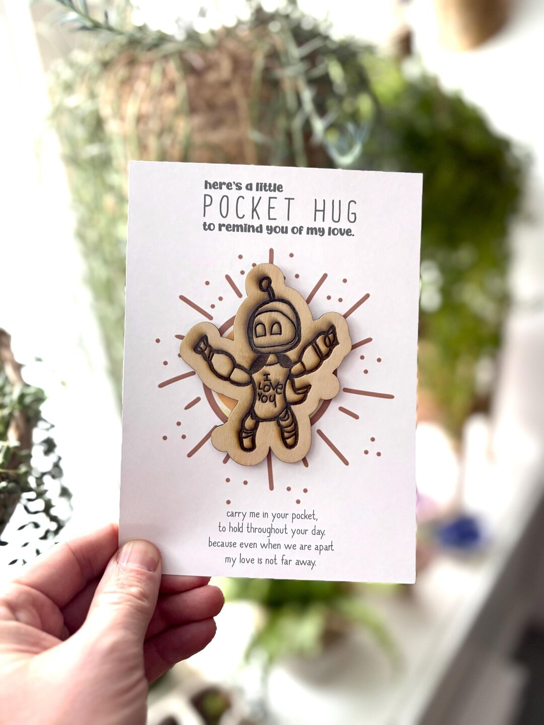 Custom Kid Drawing Pocket Hug: Engraved Wooden Keepsake - Etsy