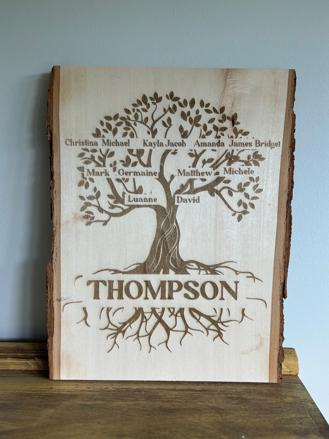 Custom Engraved Family Tree on Live Edge Wood: Genealogy Gift - Etsy