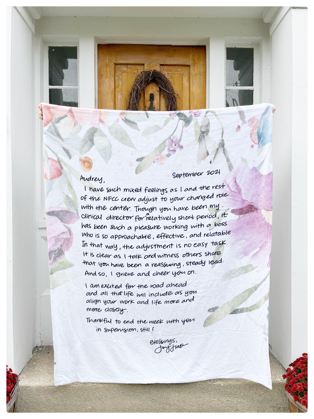 Letter on Quilt Gift | Letter Blanket | Farewell Gift Custom Throw ...