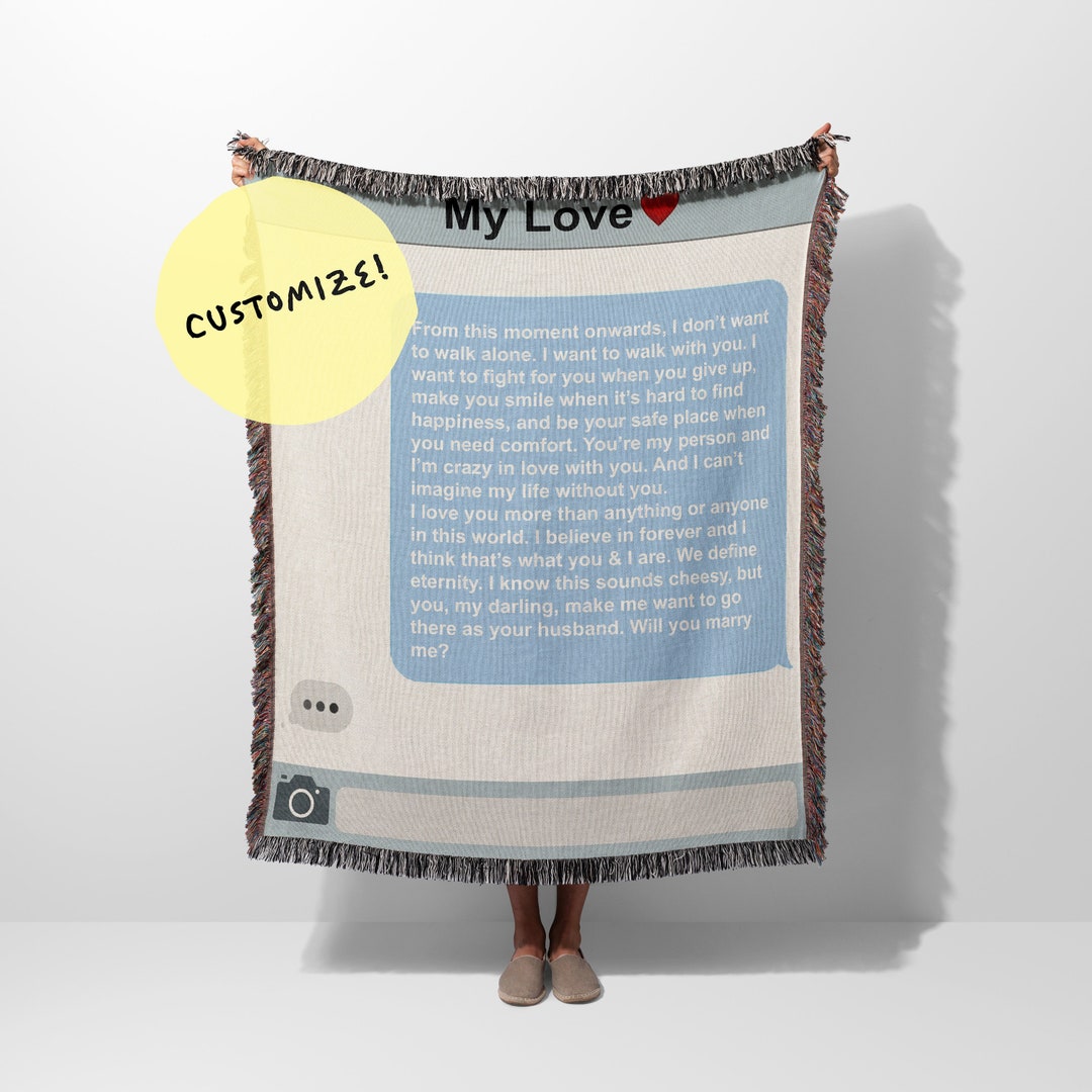 Proposal Prop Blanket | Text Message Blanket | Inside Joke Blanket ...