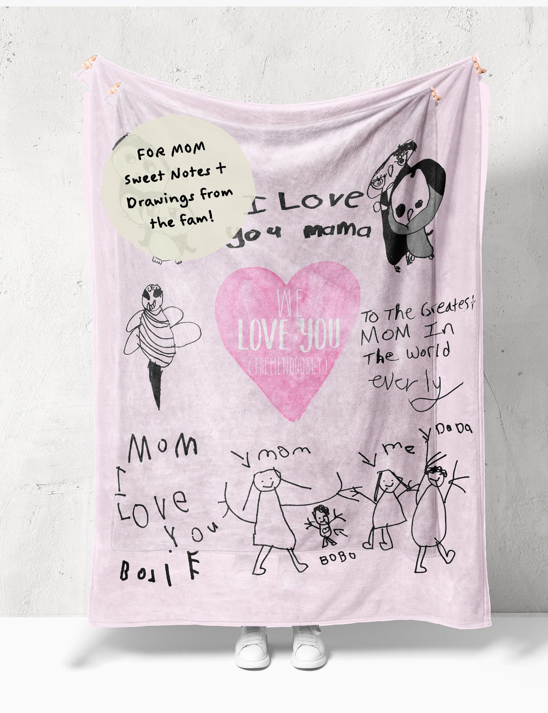 Happy Mother's Day Notes and Art on Blanket Gift From Kids ...