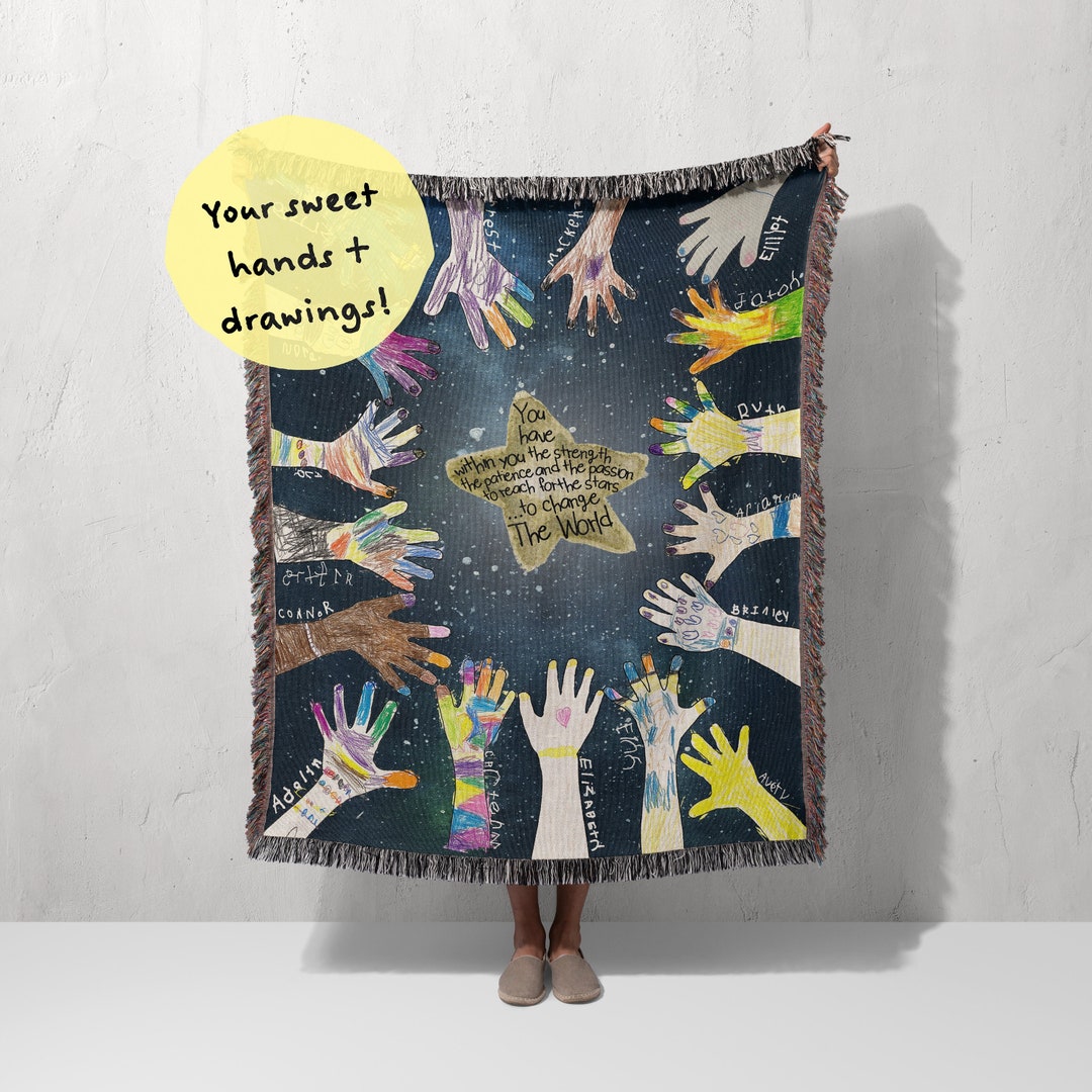 Year End Teacher Gift | Class Handprints Blanket | Custom Farewell Gift ...