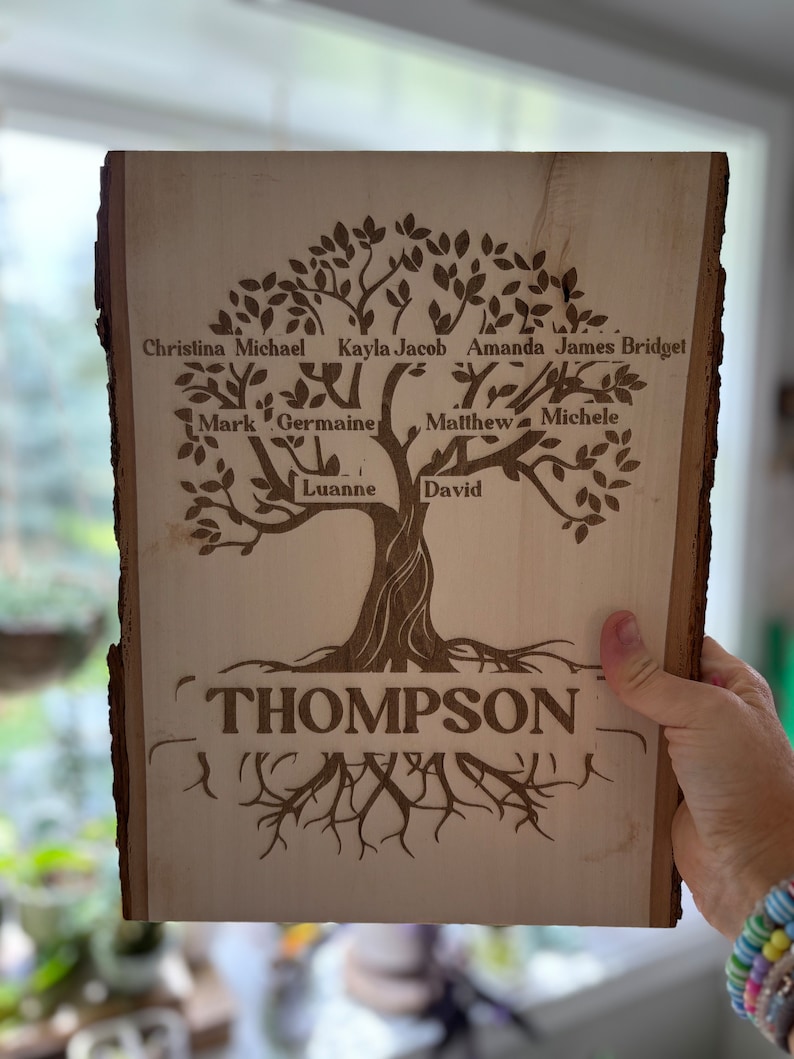 Custom Engraved Family Tree on Live Edge Wood: Genealogy Gift - Etsy