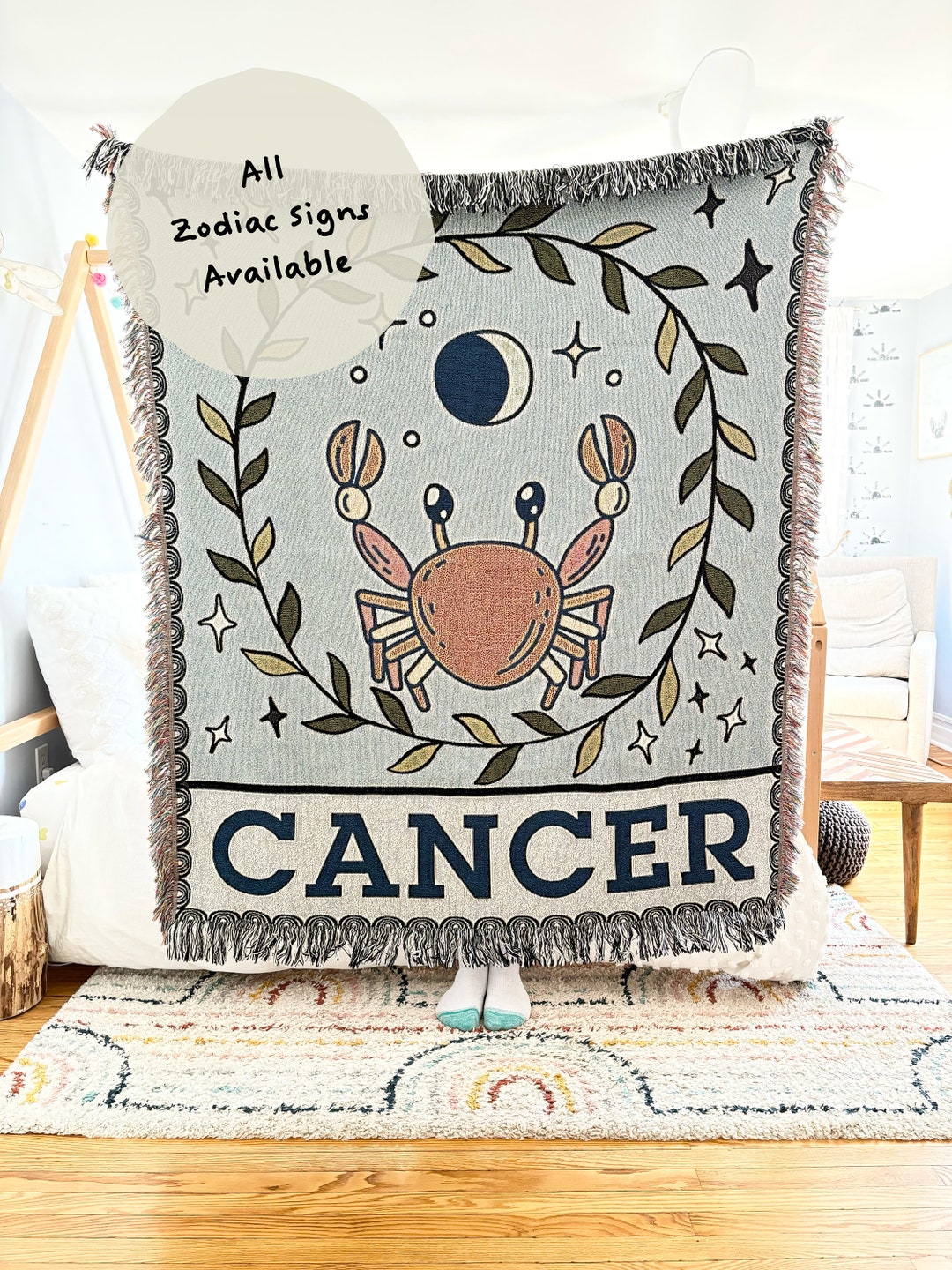 Zodiac Blanket Horoscope Astrology Gift Woven Throw Celestial Bedroom ...