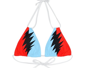 Strappy Triangle Bikini Top (AOP) - Etsy