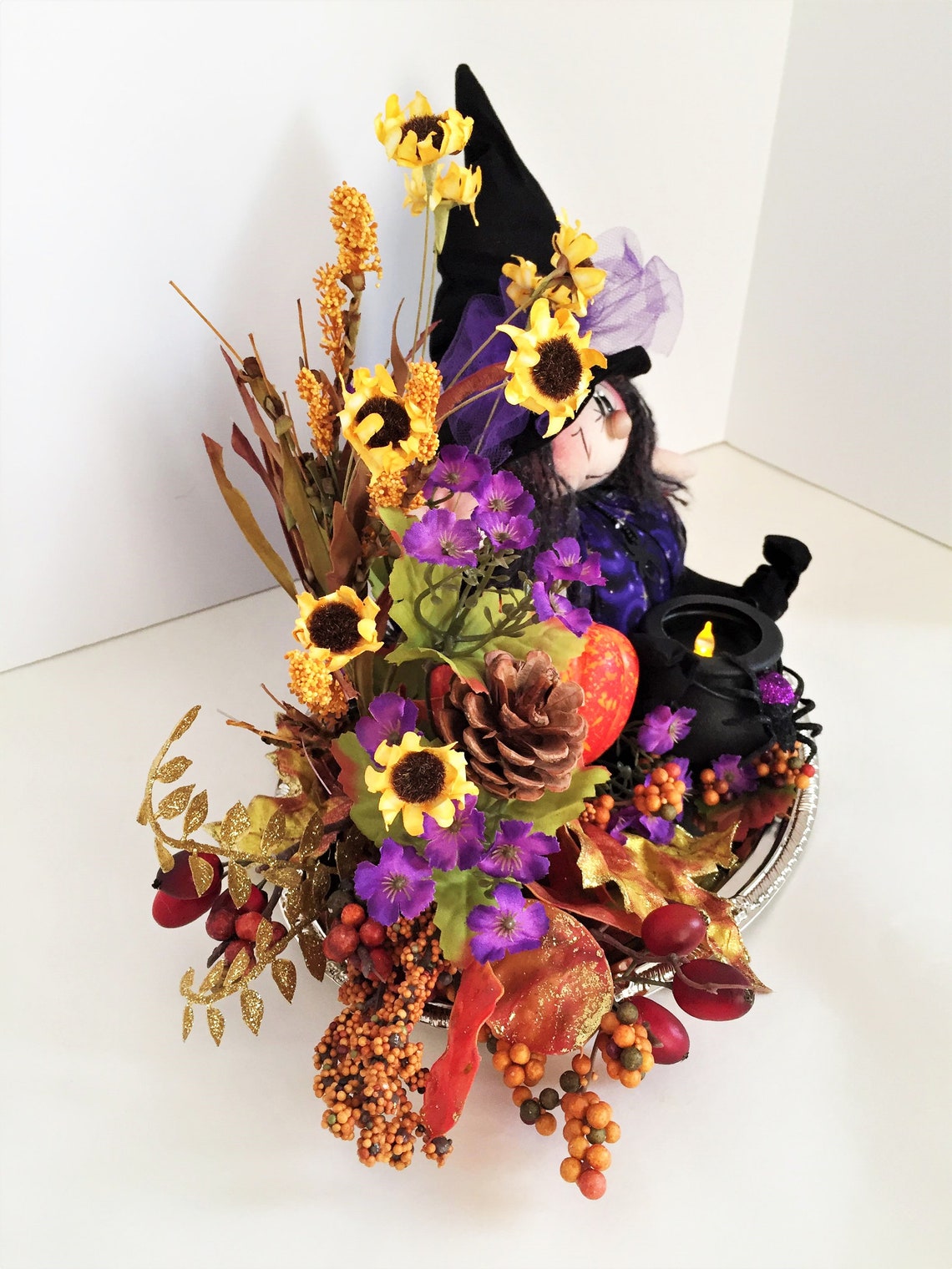Halloween Floral Arrangement Halloween Witch Floral - Etsy