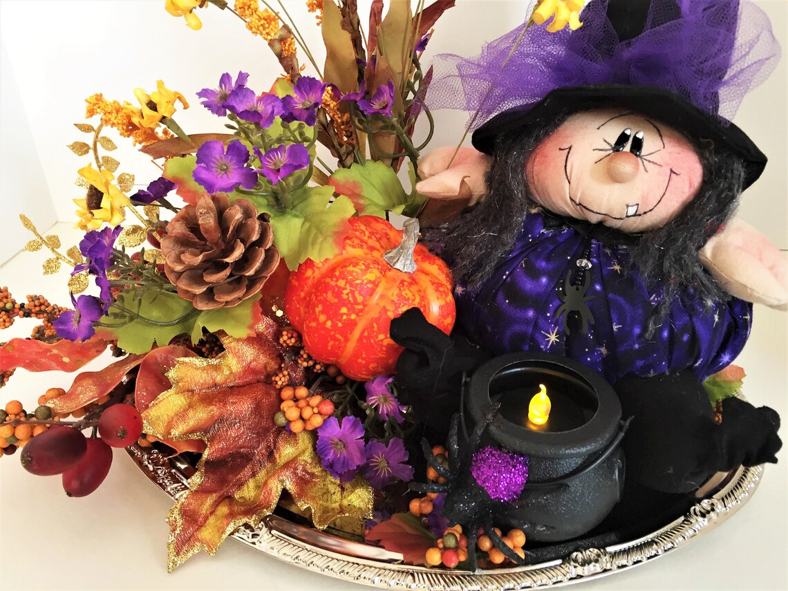 Halloween Floral Arrangement Halloween Witch Floral - Etsy