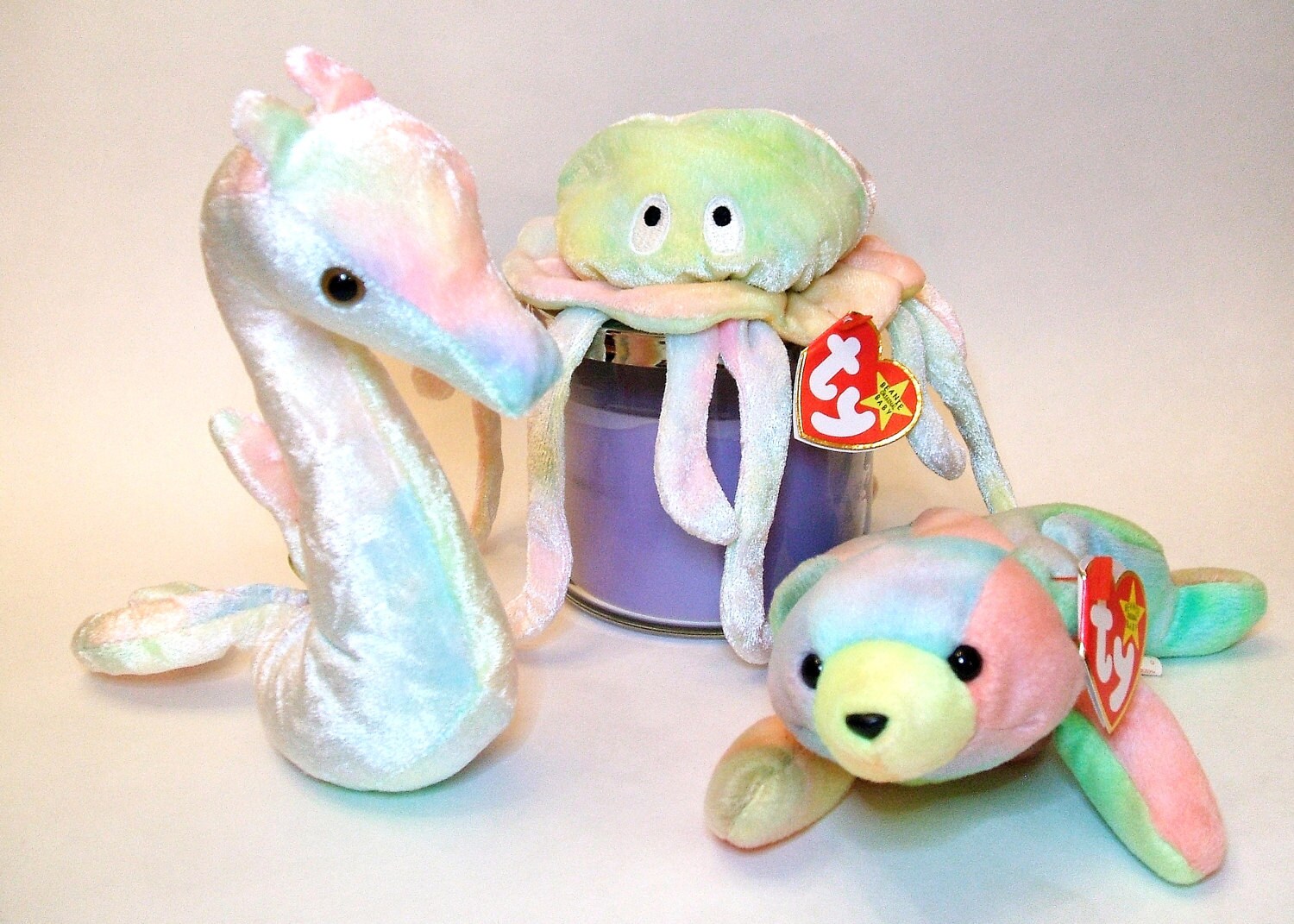 Ty Beanie Babies Neon Seahorse Peluche Animals Retirados - Etsy México