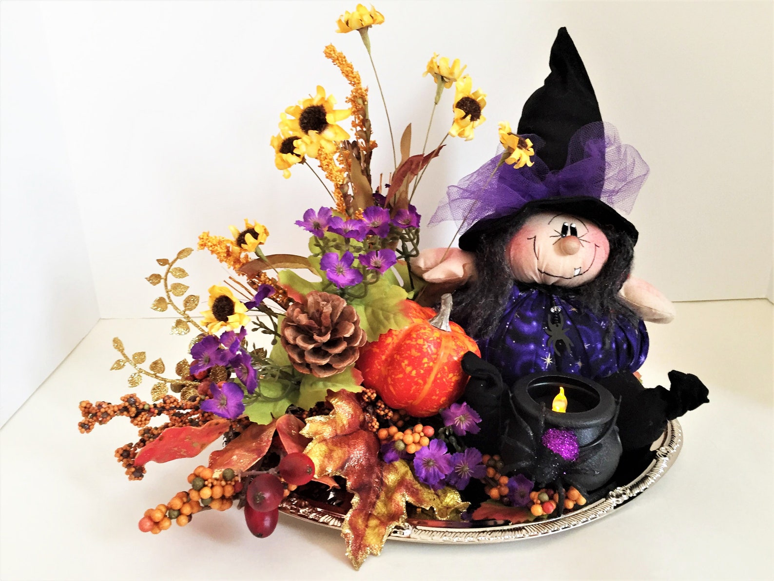 Halloween Floral Arrangement Halloween Witch Floral - Etsy