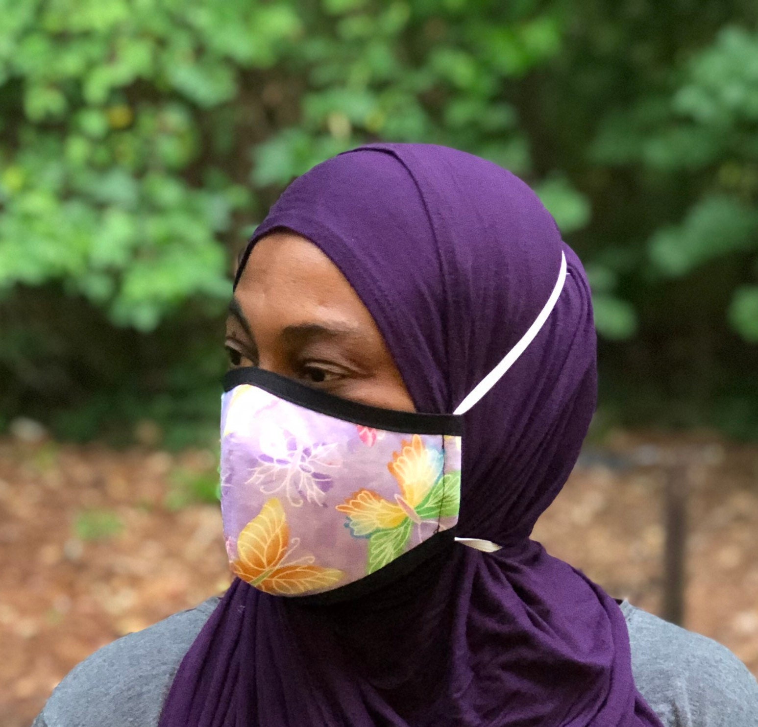 Purple Butterfly Face Mask|made in USA| Cloth, Hijab Friendlty ...