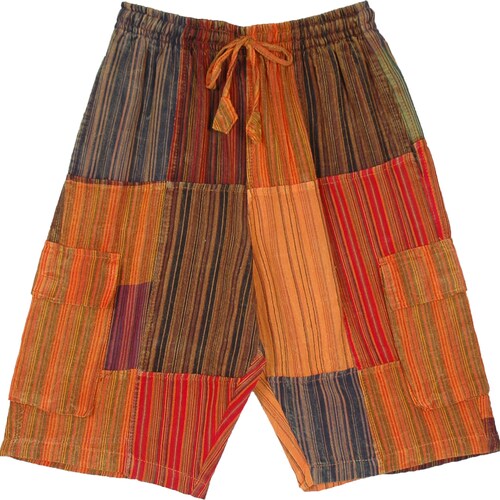 Patchwork Hippie Boho Bermuda Shorts In Cotton With An Elastic Etsy