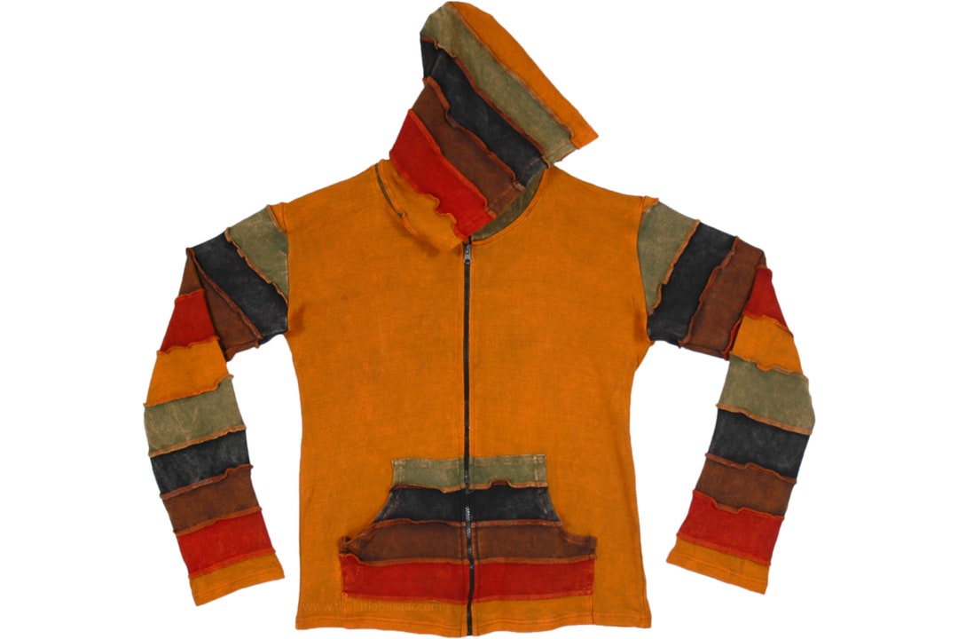 Solar Fusion Hippie Zipper Hoodie Handmade Fall Cotton Layering Jacket ...