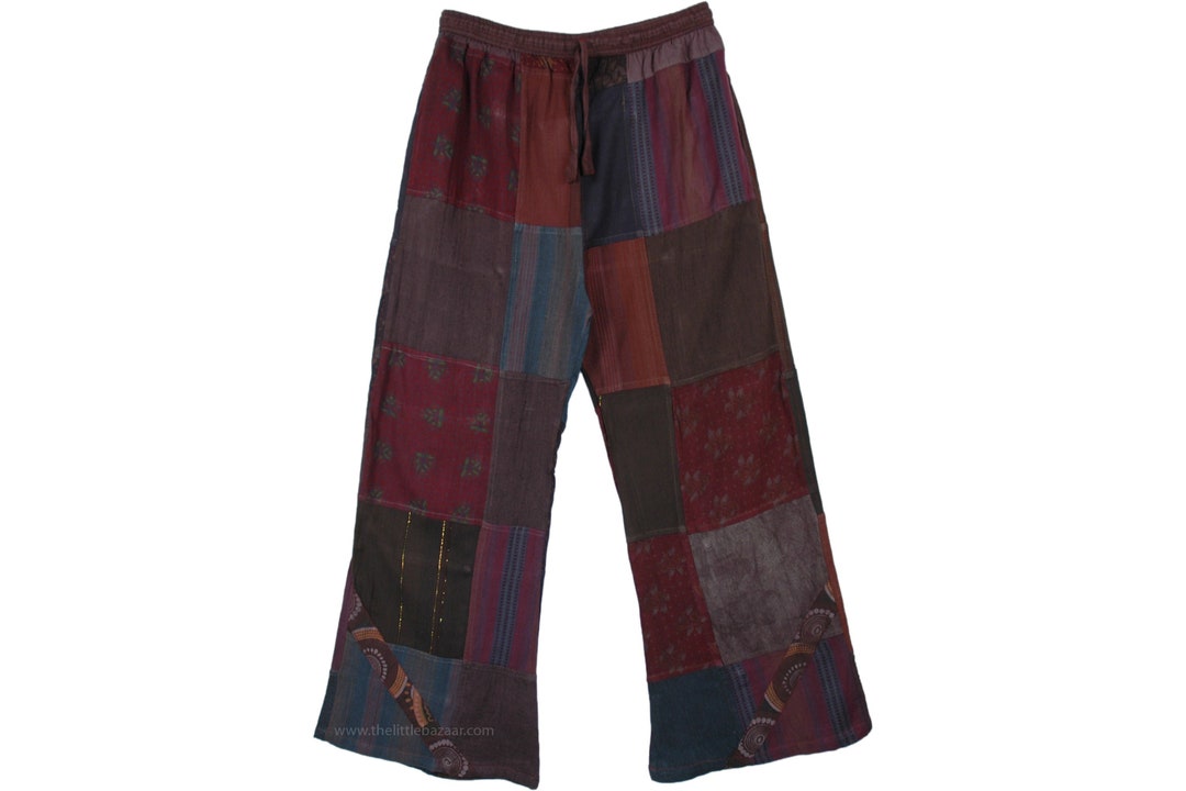 Earthen Tones Handmade Patchwork Cotton Lounge Summer Cool Pants With ...