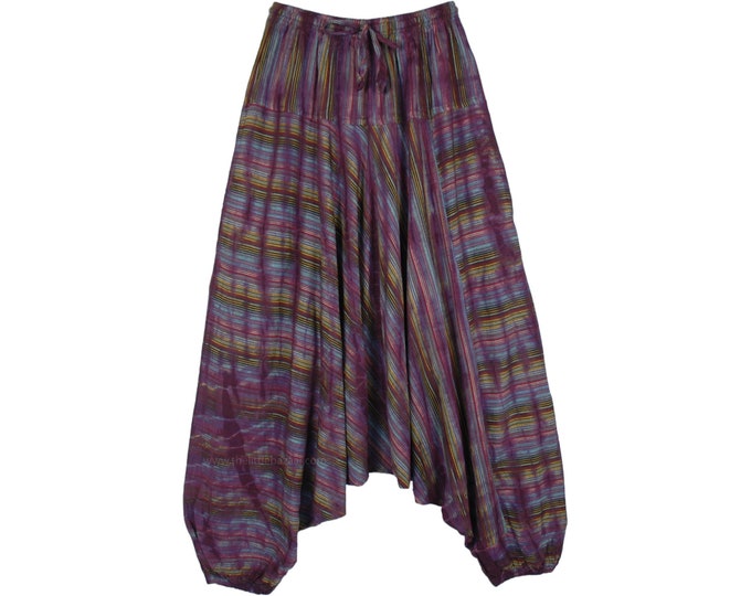 Woven Cotton Aladdin Pants With Pockets Purple Striped Unisex - Etsy