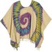 Waist Length Short Tie Dye Poncho Top With Fringed Bottom in Beige and ...