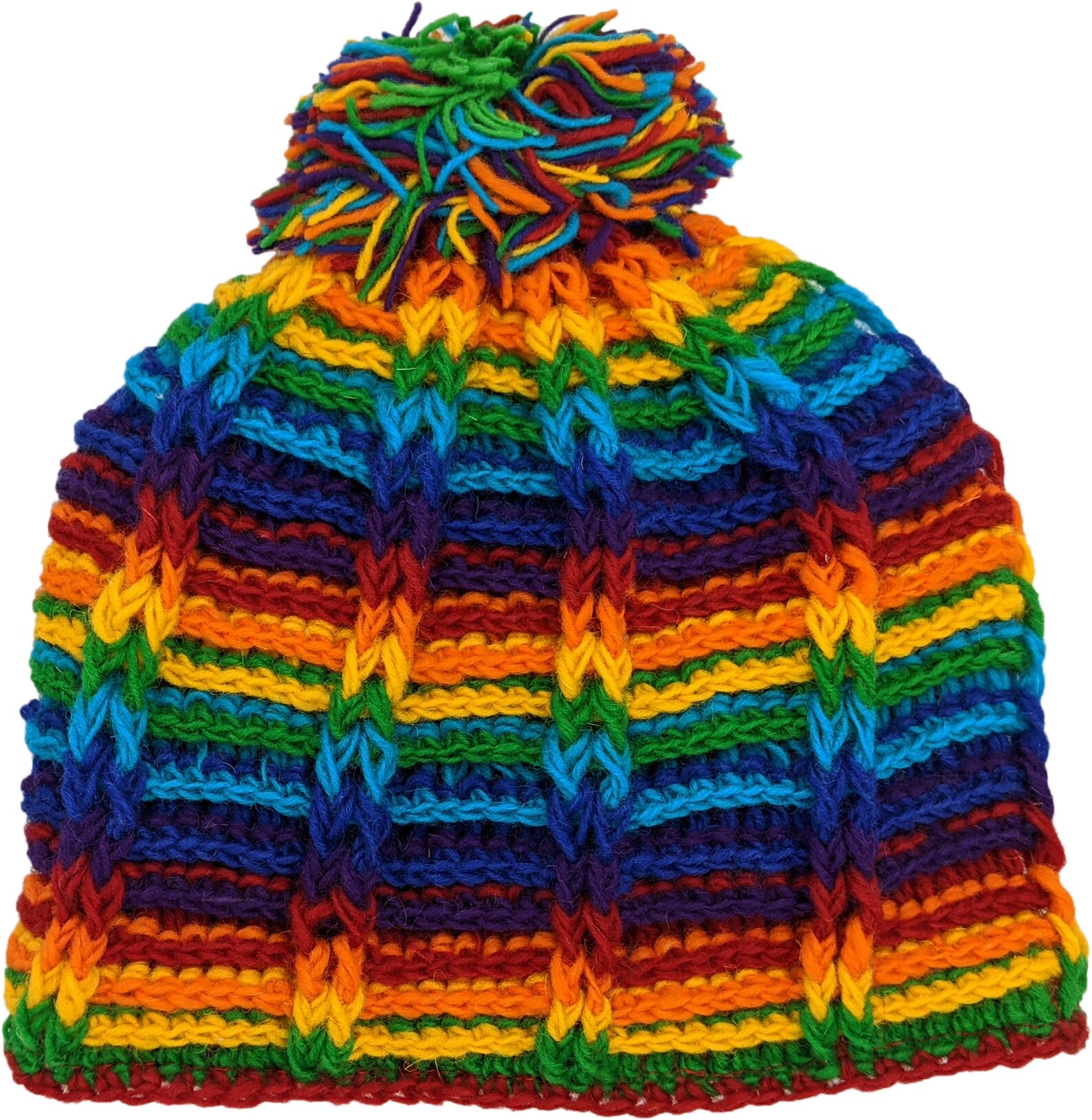 Rainbow Colors Beanie Style Pure Wool Hand Knitted Winter Hat - Etsy