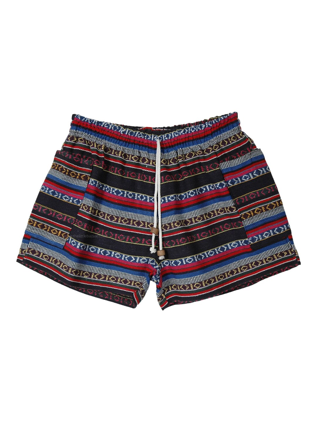 Hippie Tribal Striped Woven Cotton Shorts With Pockets Everyday Casual ...