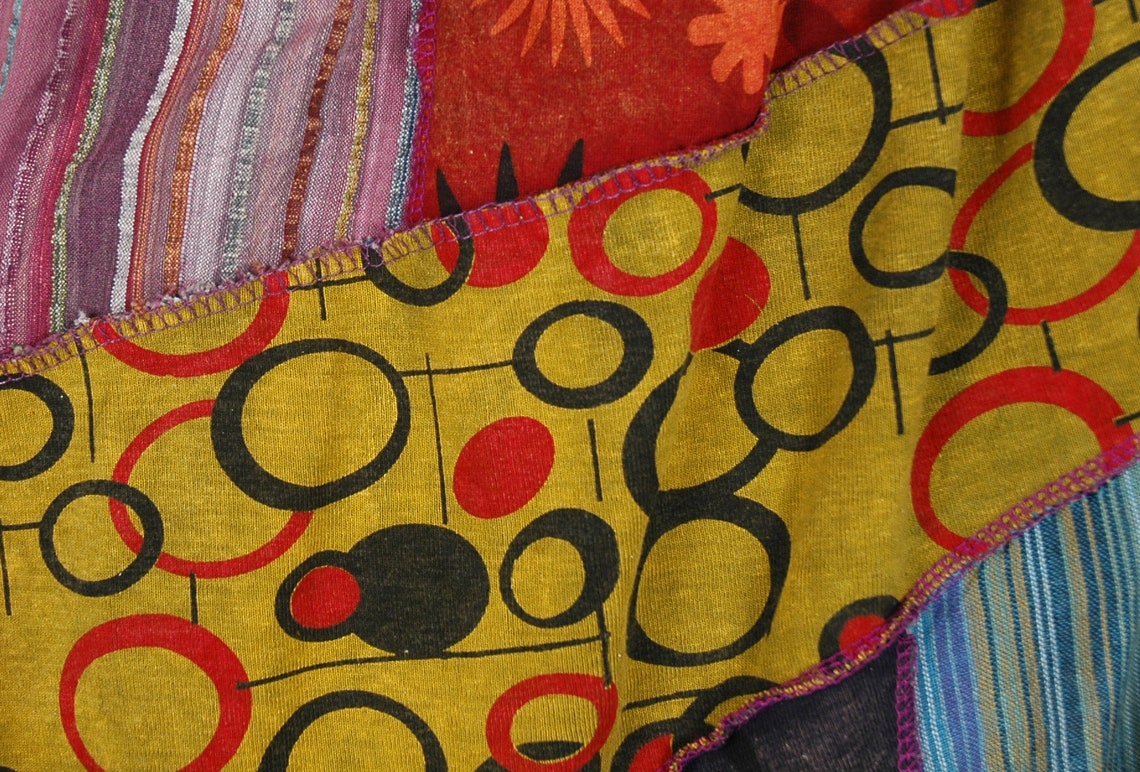 XL Asymmetrical Hem Patchwork Hippie Gypsy Cotton Skirt - Etsy