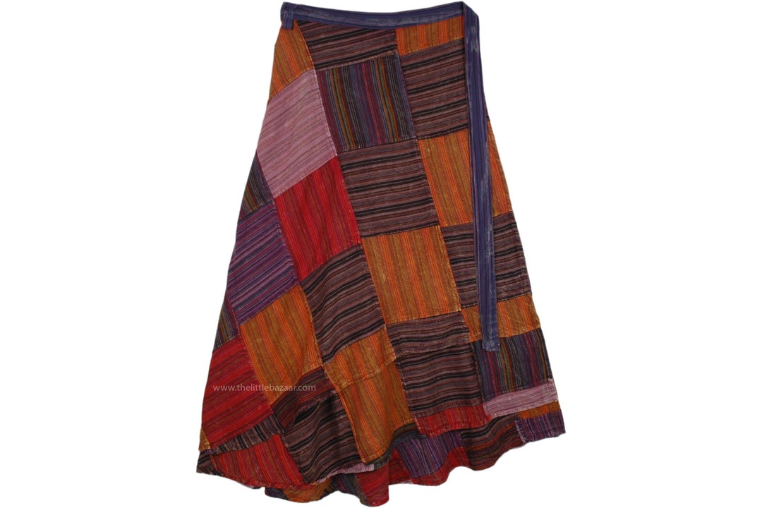 Plus Size Fall Colors Stonewashed Patchwork Hippie Long Wrap Around ...