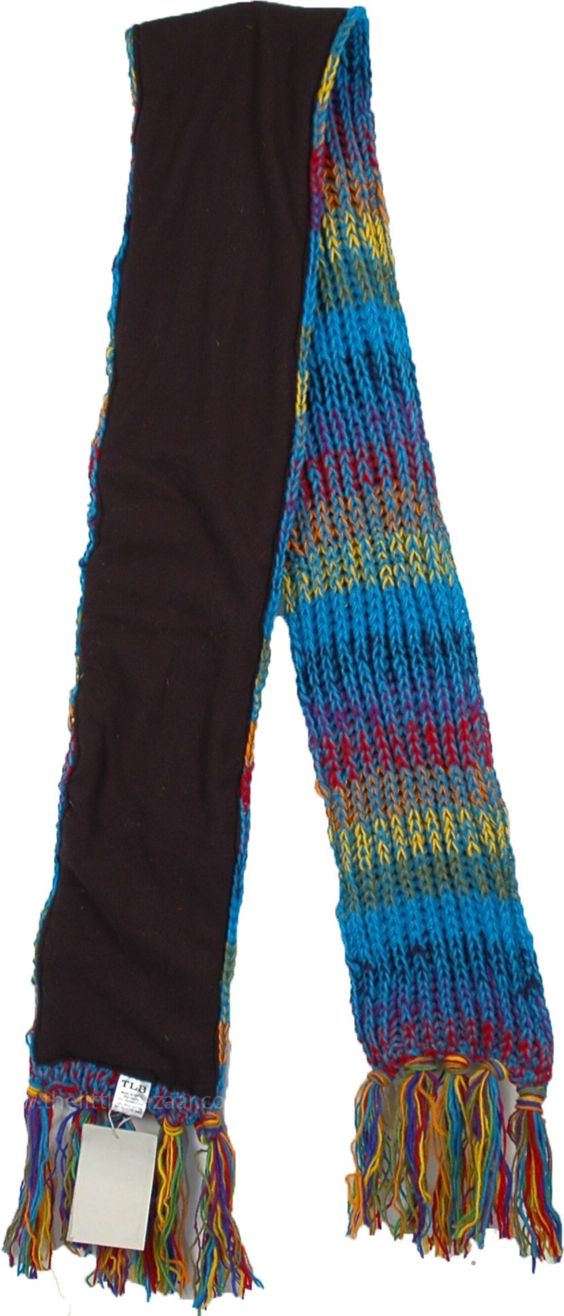 Handmade Wool Blue Neck Scarf With Fleece Lining Turquoise Tones With ...