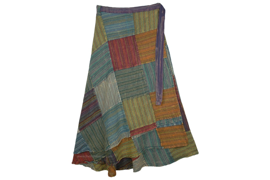 Plus Size Wrap Around Skirt Long Cotton Patchwork Skirt Hippie All ...