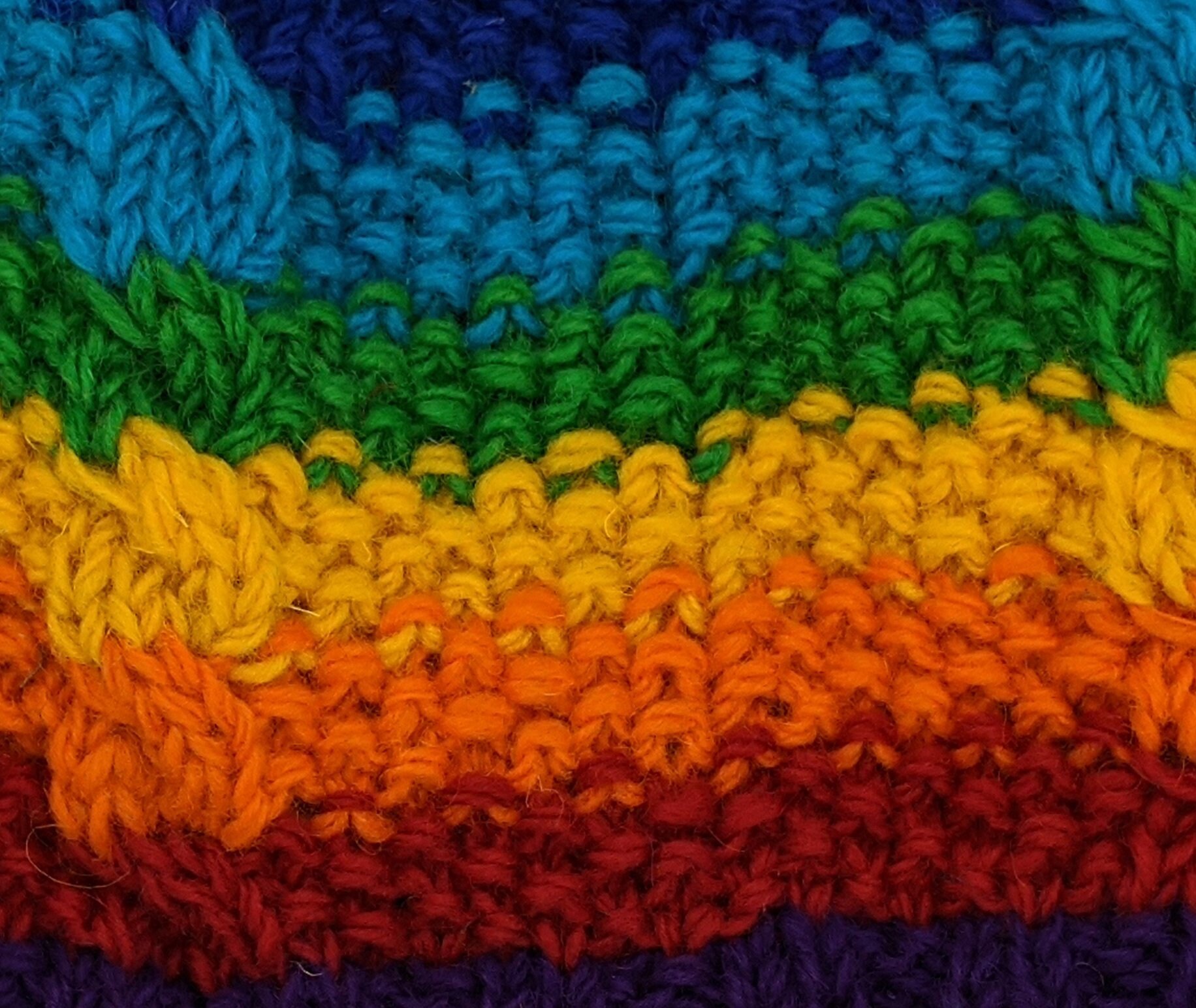Rainbow Beanie Hat Fleece Lined Hand Knitted From Pure Sheep Wool - Etsy