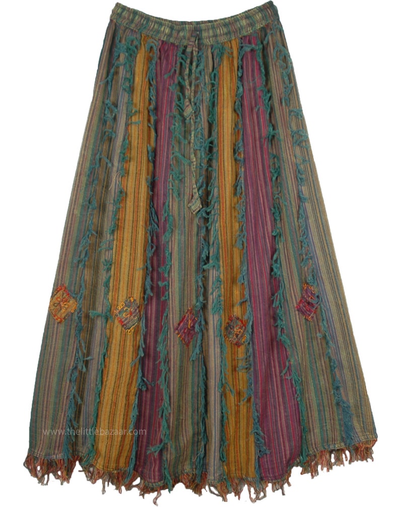 Vertical Patchwork Bohemian Gypsy Skirt Cotton Frill Skirt - Etsy UK