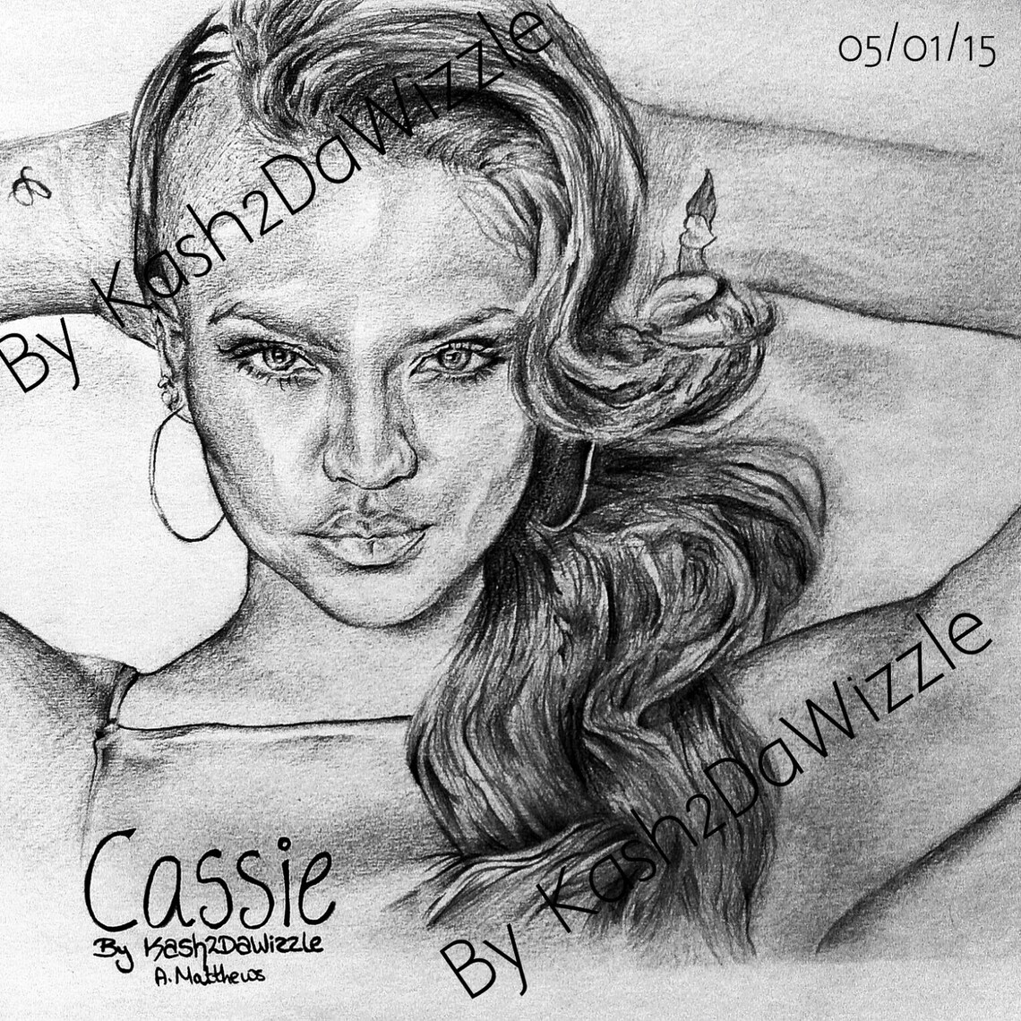 Cassie drawing in black and white art sketch cassie music | Etsy