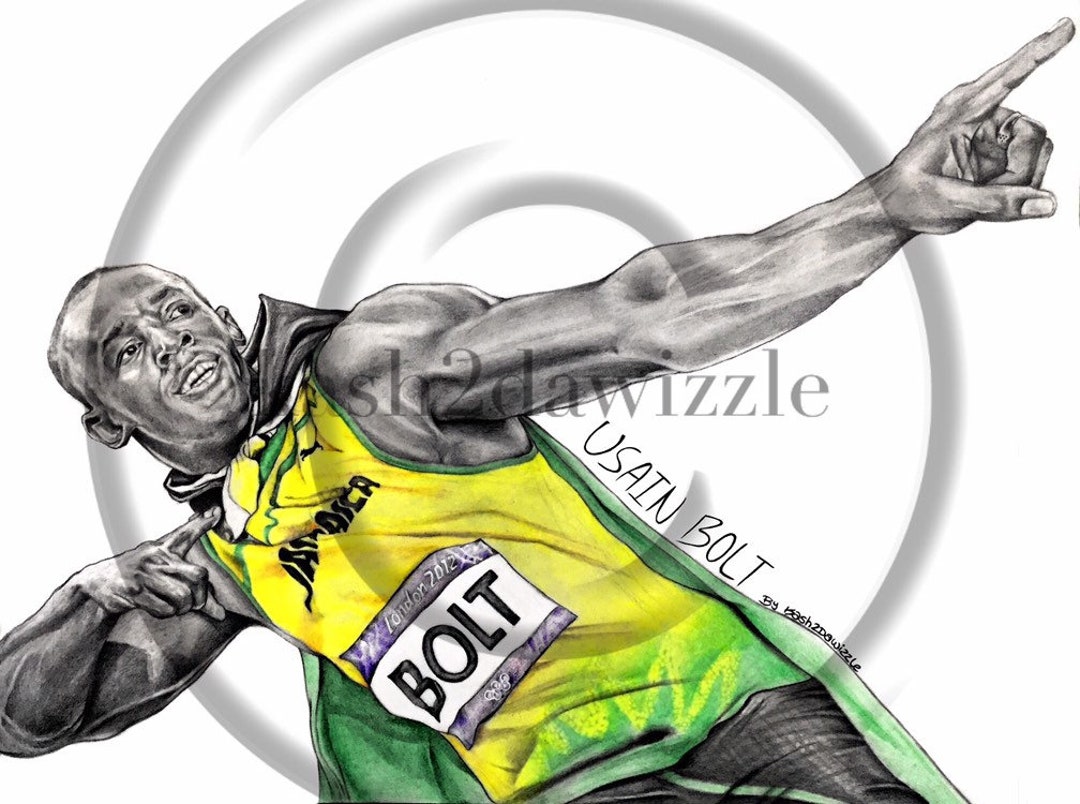 Usain Bolt #portrait (jamaican Athlete) Gloss Print - Etsy