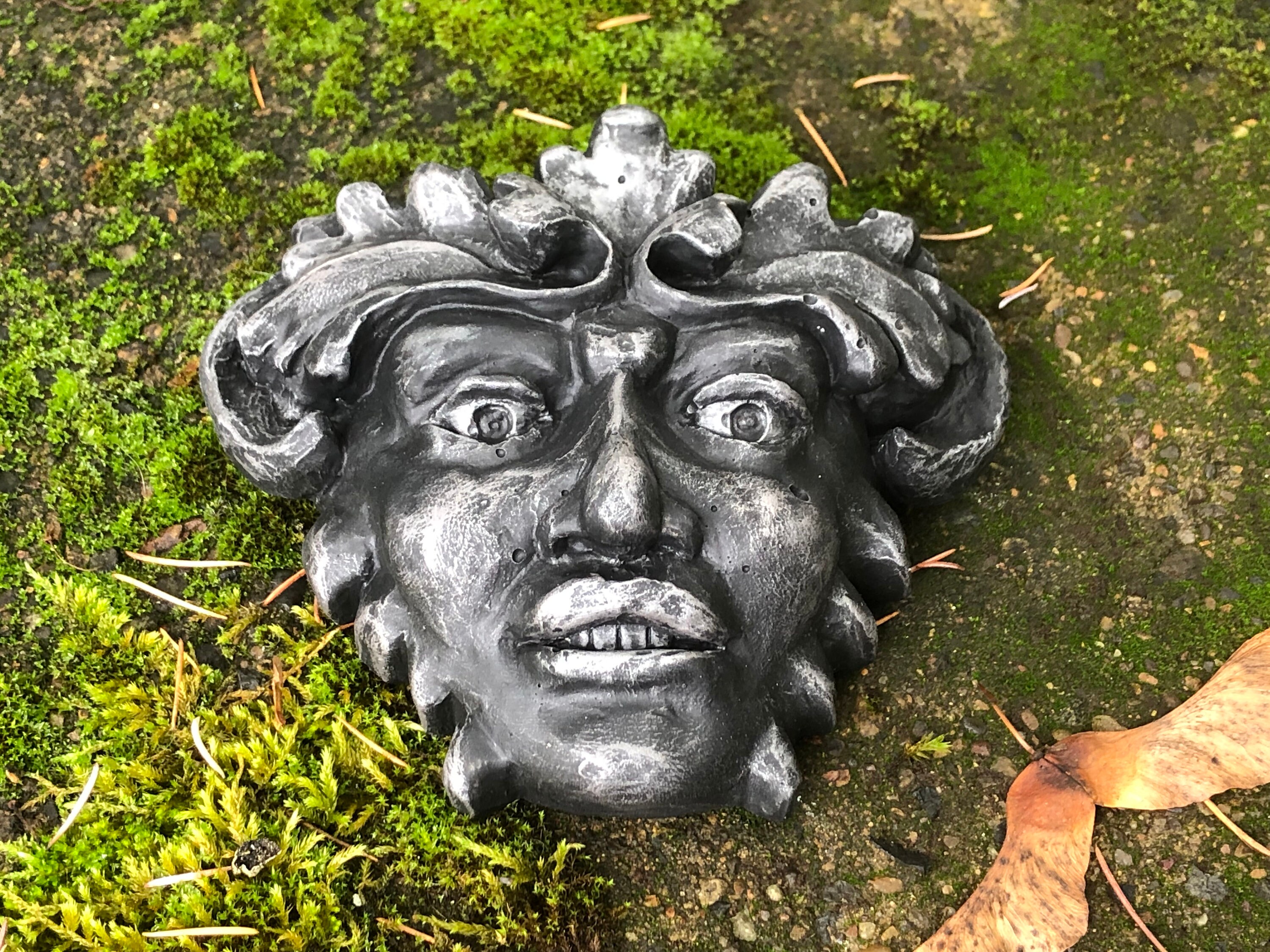 Greenman Wall Mount FOLIATE HEAD Green Man Leaf With Tarnished - Etsy