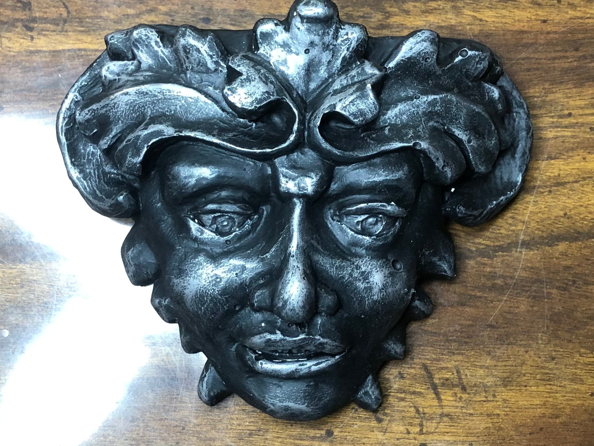 Greenman Wall Mount FOLIATE HEAD Green Man Leaf With Tarnished - Etsy