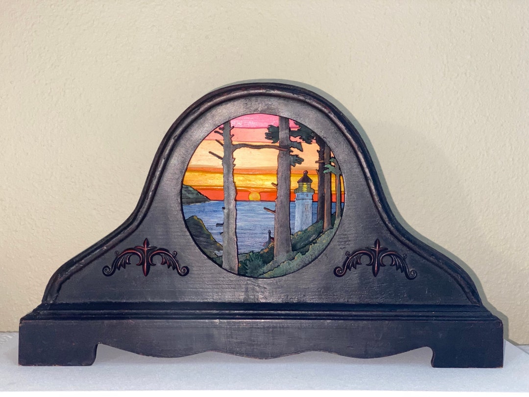 Handmade HECETA HEAD LIGHTHOUSE Mantel Clock Diorama, Book Nook ...
