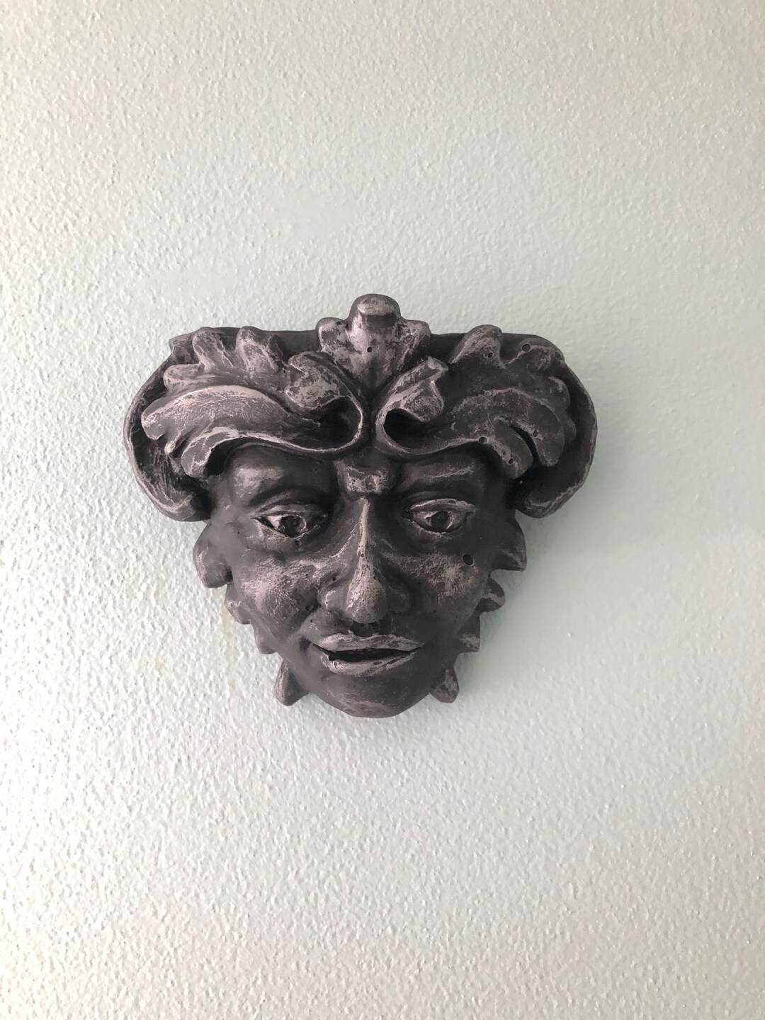 Greenman Wall Mount FOLIATE HEAD Green Man Leaf With Tarnished Silver ...