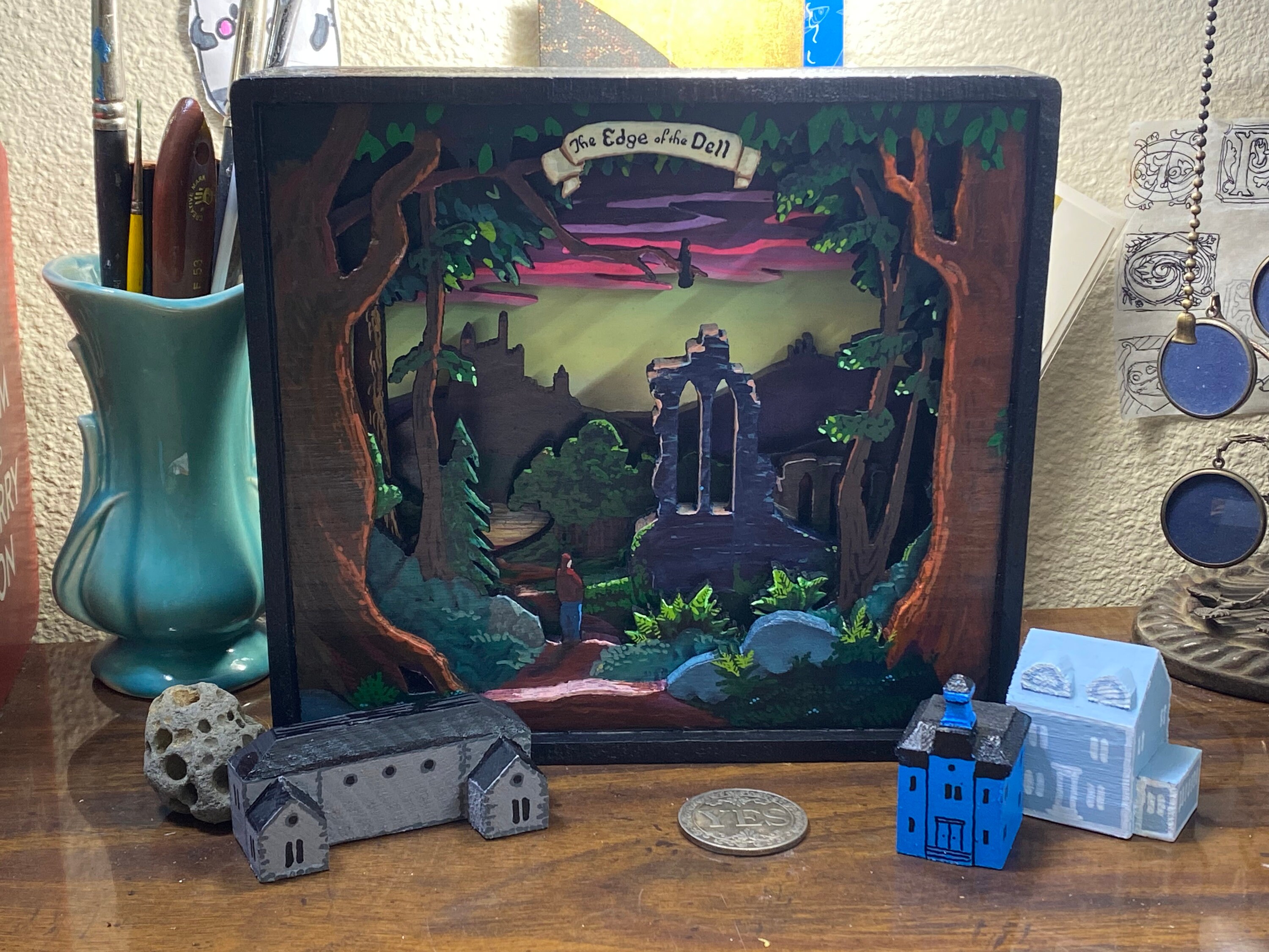 Gothic Forest Ruins Diorama, Hand-painted Wooden Fairytale Tableau - Etsy
