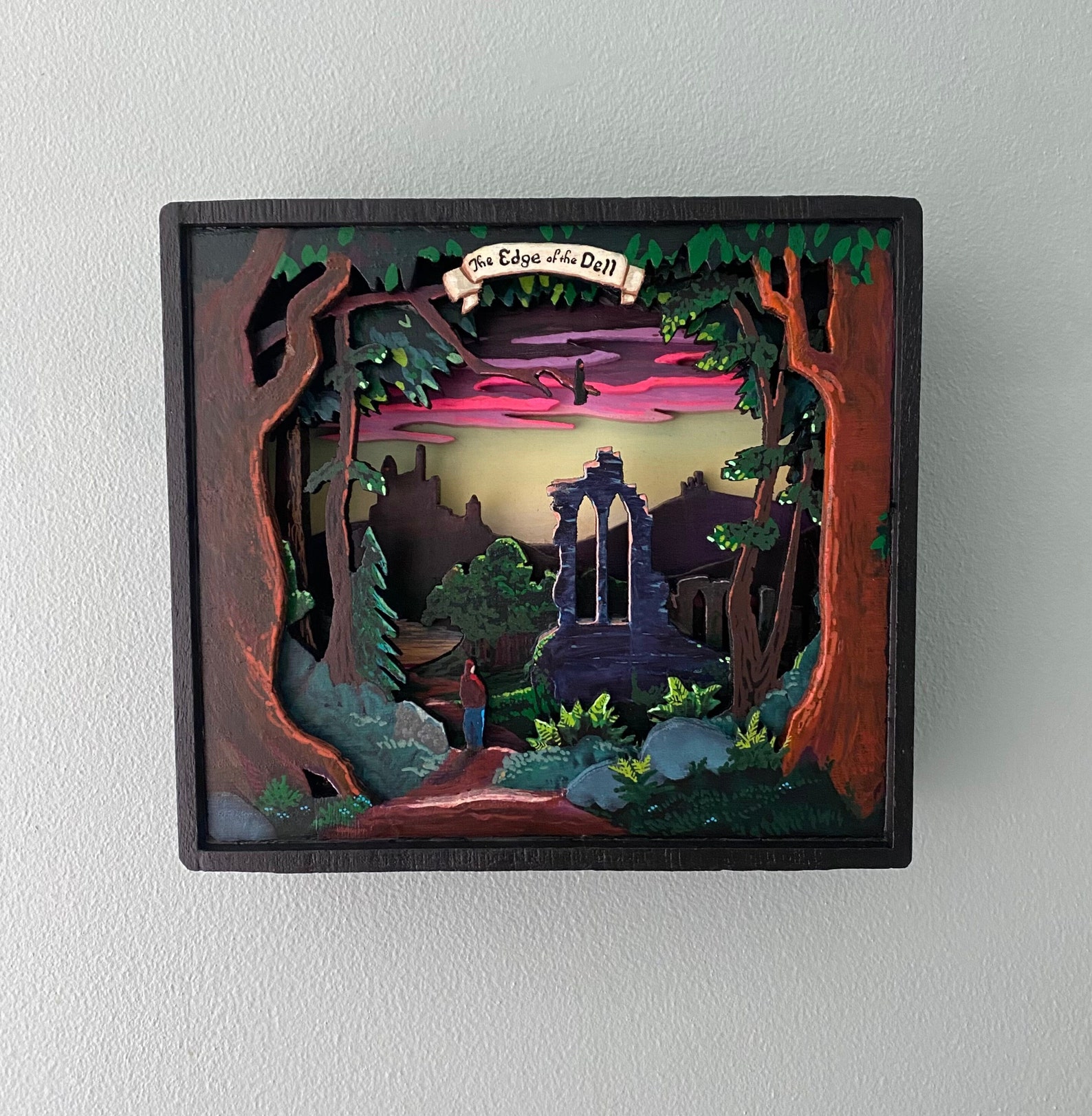 Gothic Forest Ruins Diorama, Hand-painted Wooden Fairytale Tableau ...