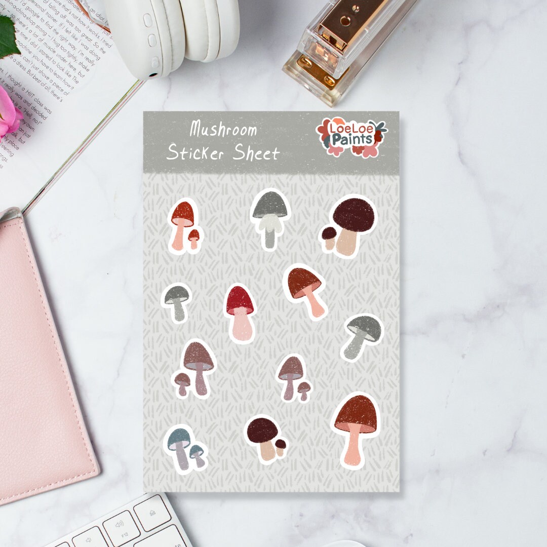 Mushroom Sticker Sheet | Journaling | Planner | Aesthetic | Bullet ...