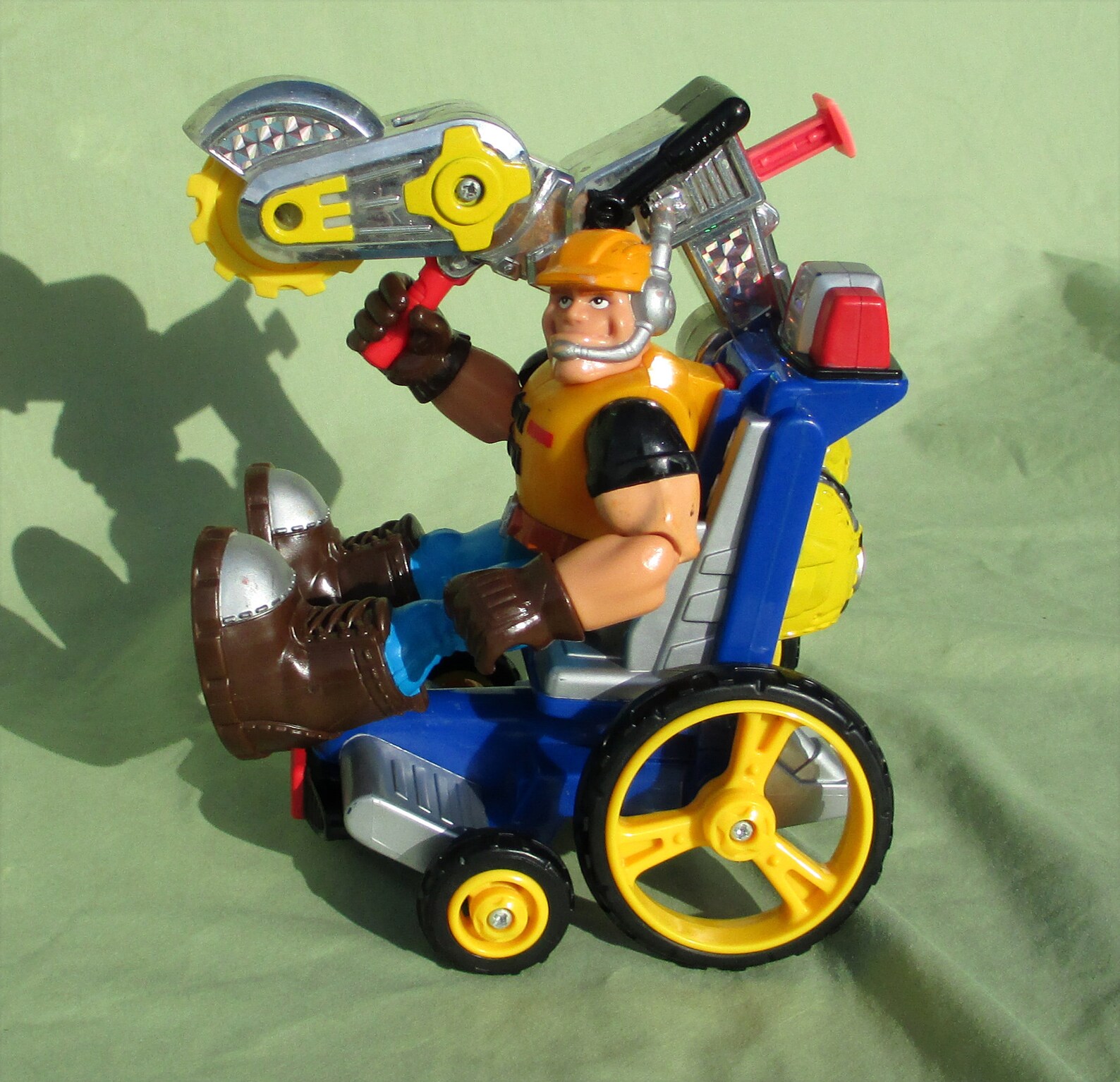 Mattel Rescue Heroes Building Construction Worker on Rolling Buzzsaw It ...