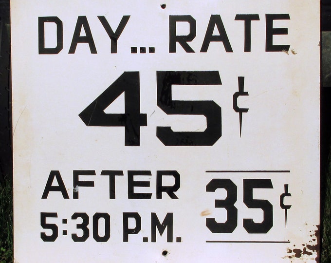 Vintage Parking Sign Early 1930s Porcelained Steel All Day Rate 22 X 22 ...