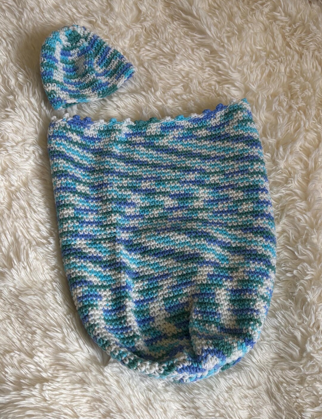 Blue Crochet Baby Cocoon, Crochet Snuggle Sack, Crochet Baby Snuggler ...