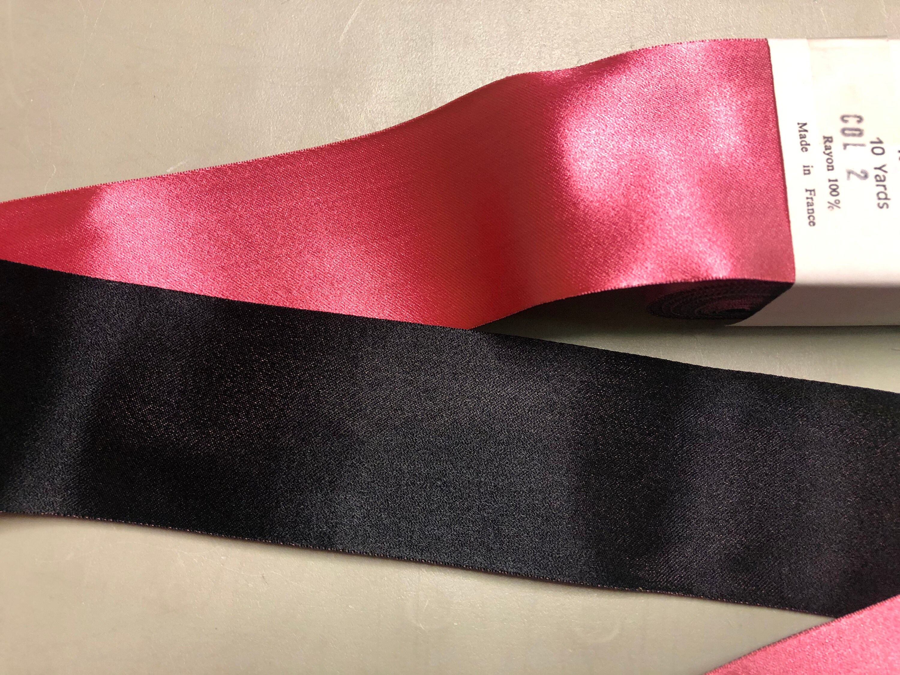 Society Vintage Two Tone Satin Ribbon with Black and Pink 2 | Etsy