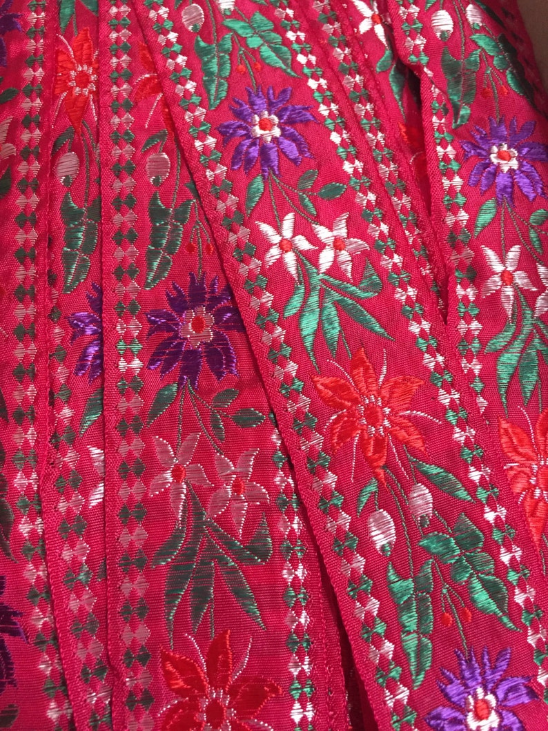 Beautiful Red Floral Ribbon Purple, Green and Red Florals, Red ...