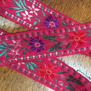 Beautiful Red Floral Ribbon Purple, Green and Red Florals, Red ...