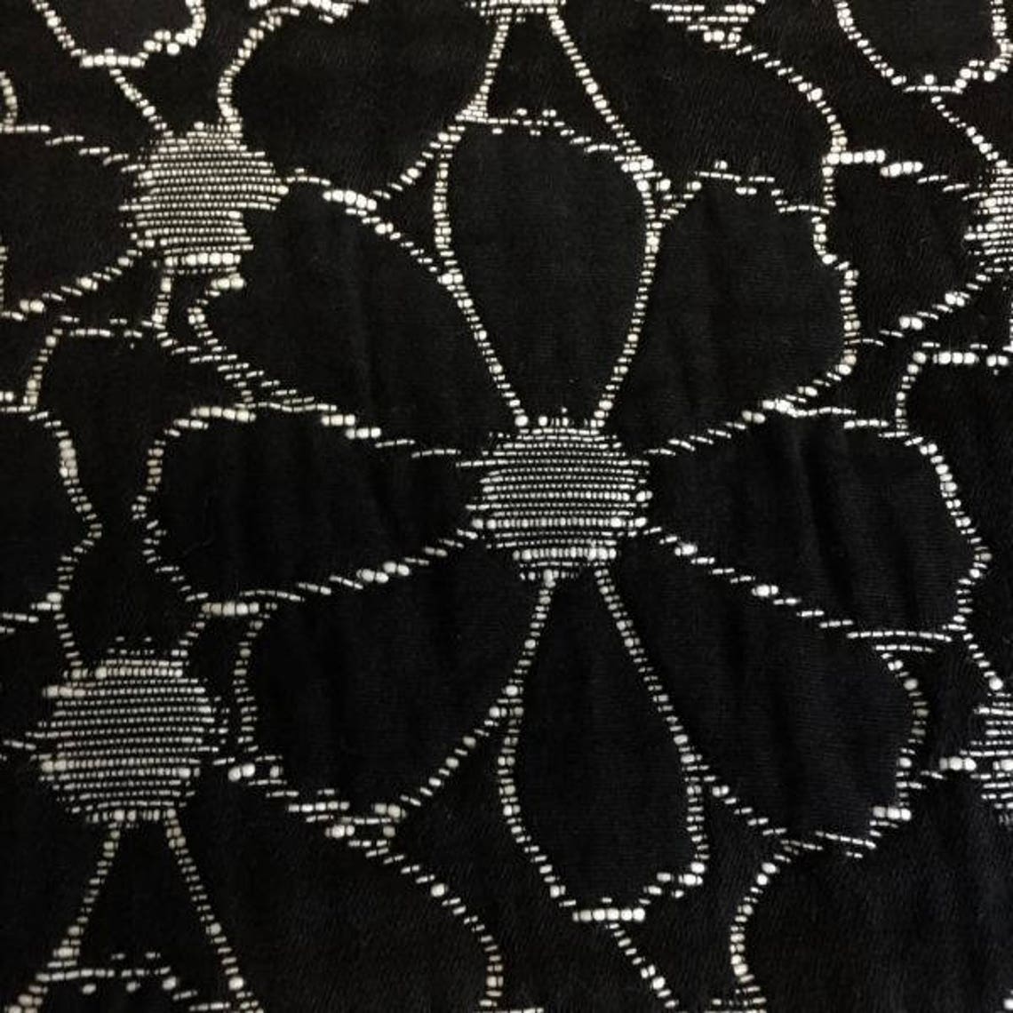 Floral Patterned Jacquard With A White Pattern Against A Black Etsy