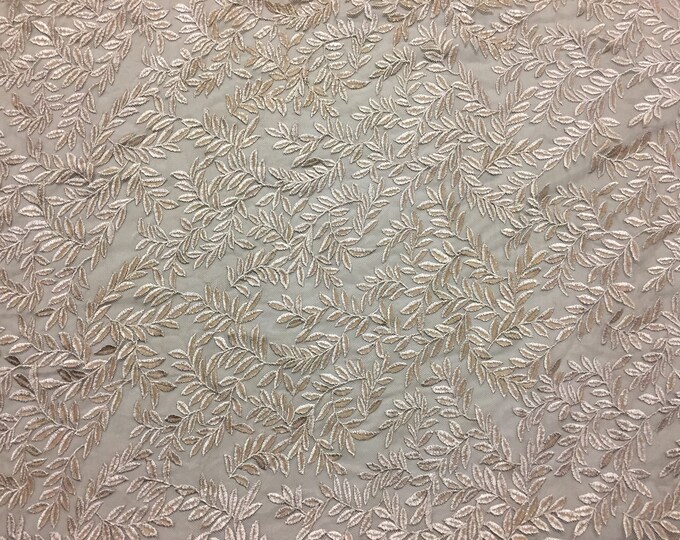 Embroidered Lace Tulle With Beige Leaf Pattern a 2 Yard - Etsy