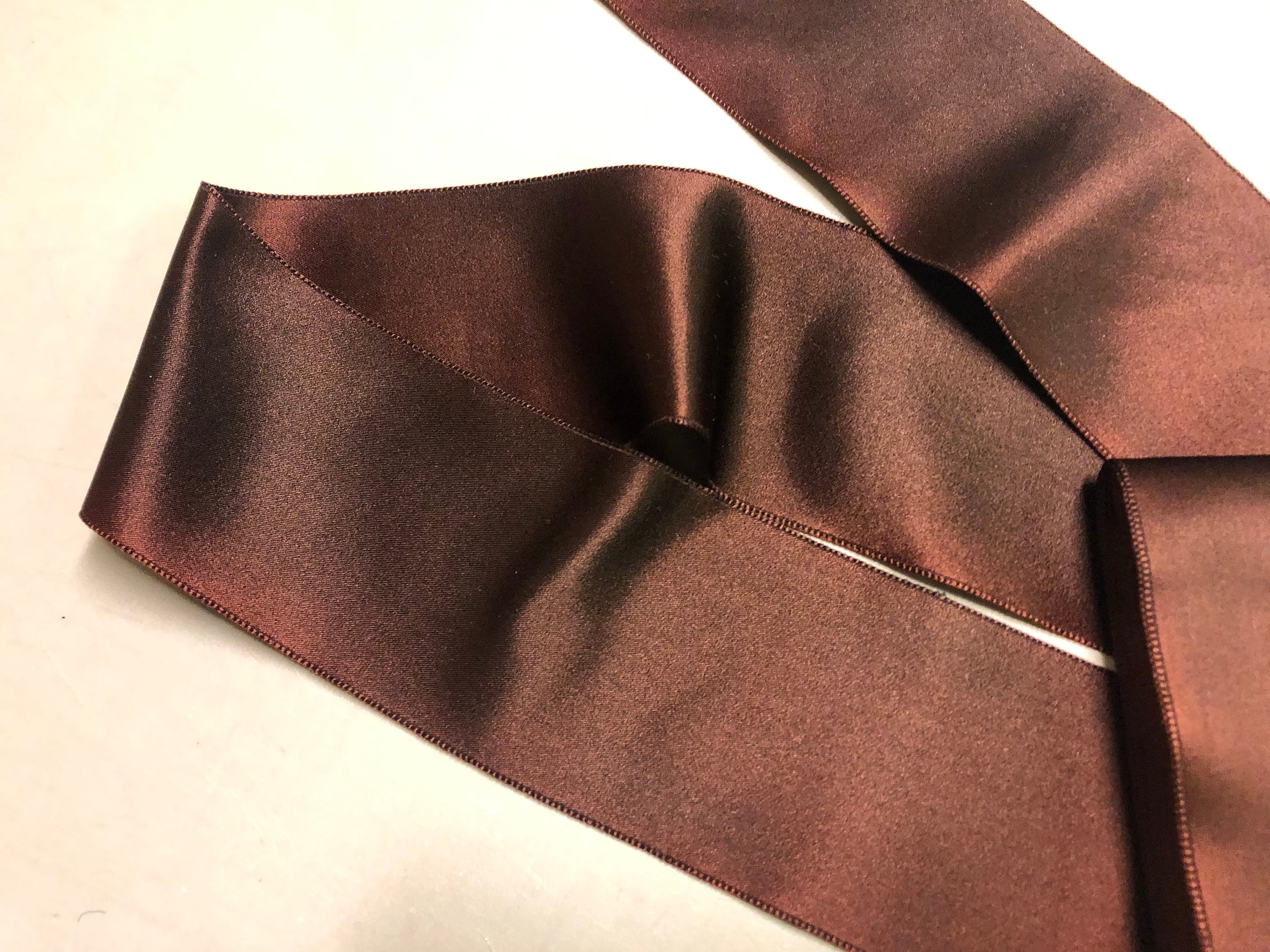 Society Vintage Satin Ribbon in Brown with Natural | Etsy