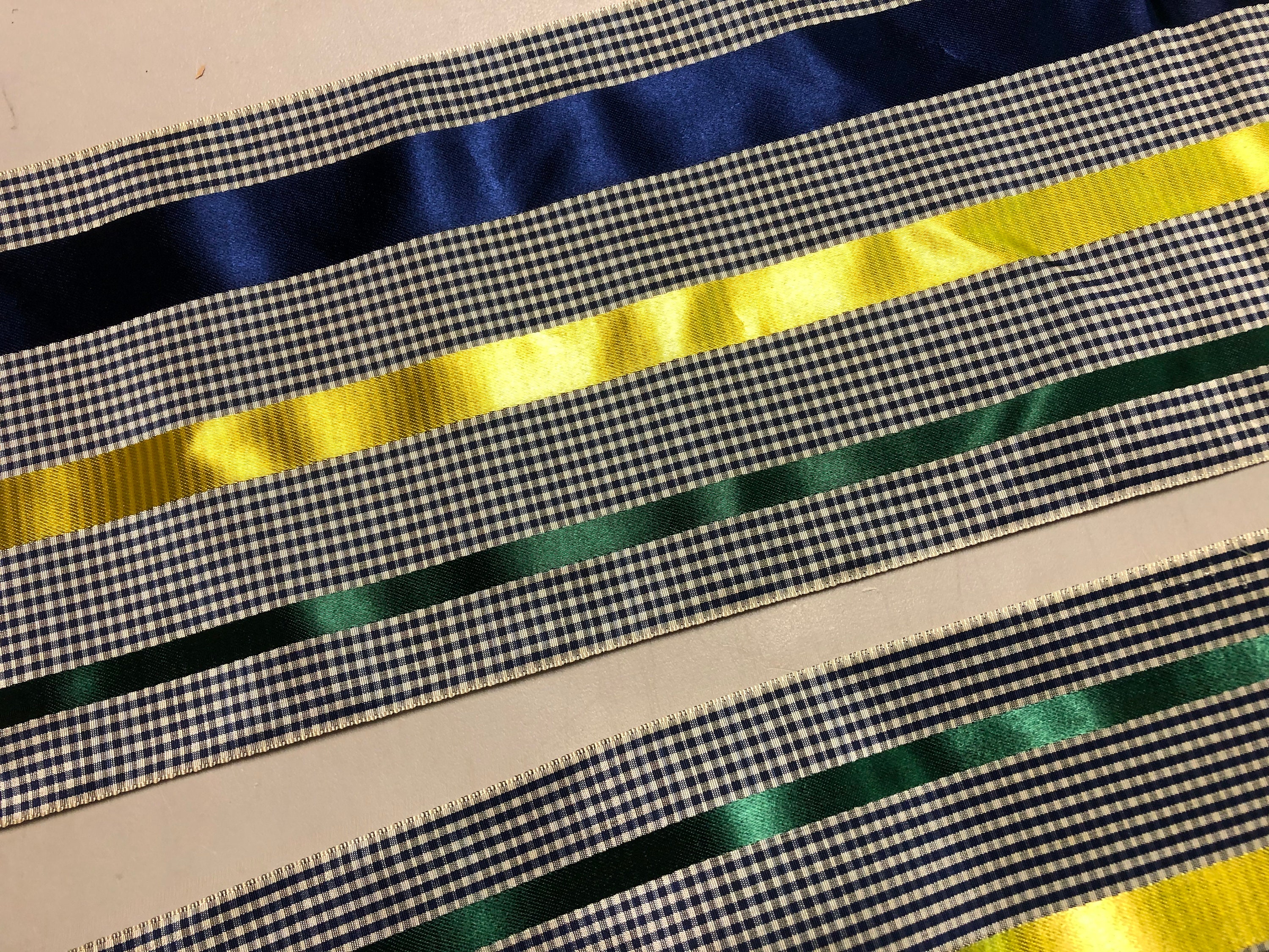 Vintage Checker Plaid Ribbon in Navy Blue and White, Green, Blue and ...