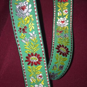 Vintage Floral Brocade Ribbon Red, Yellow and Green From France, 3/4 ...