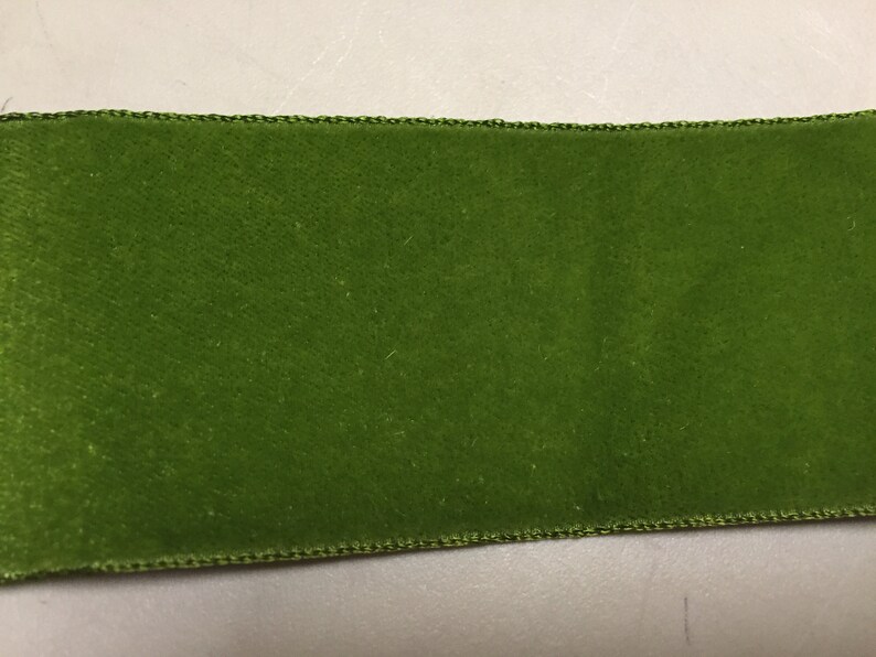 Velvet Ribbon in Sage Green, Satin Back, Made in Switzerland, Rayon, 2 ...