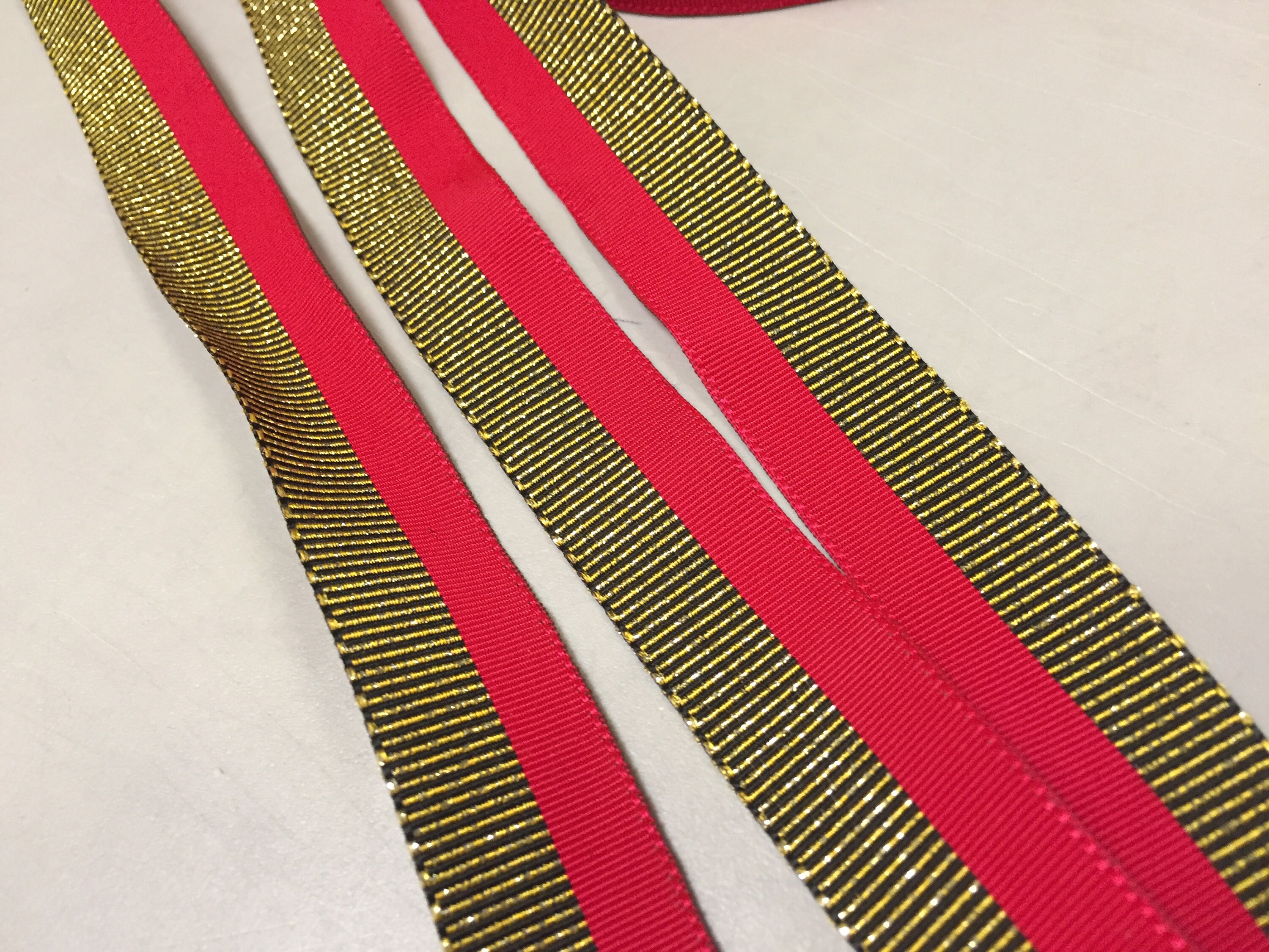 Vintage Gros Grain Ribbon Red with Metallic Gold 7/8 inches | Etsy