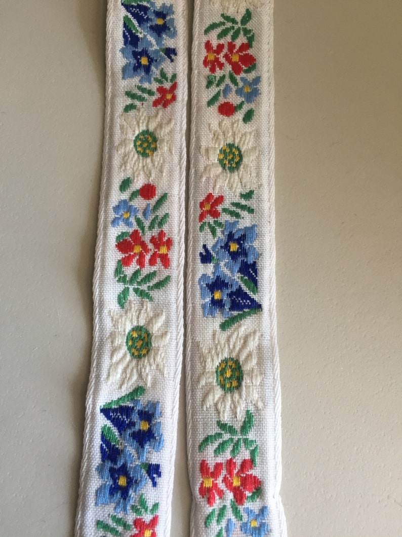 Vintage Cotton Floral Embroidered Ribbon White background | Etsy